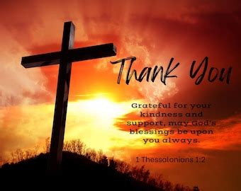Christian Thank You Card Cross Design Scripture Based Gratitude Etsy