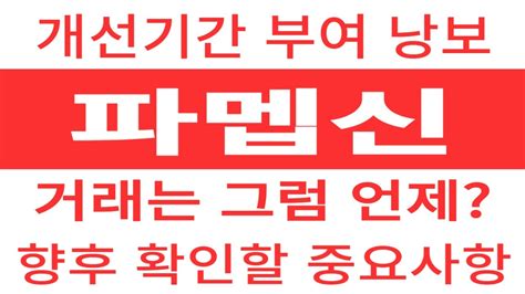 파멥신 주가개선기간 부여 낭보거래는 그럼 언제 향후 확인할 중요 사항 파멥신 파멥신 주가 파멥신 전망 파멥신 주식 Youtube