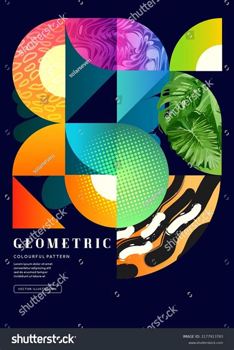 Colourful Geometric Shapes Textures Pattern Background Stock Vector