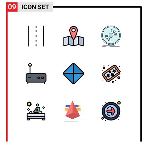 Pack Of 9 Modern Filledline Flat Colors Signs And Symbols For Web Print Media Such As Tablet