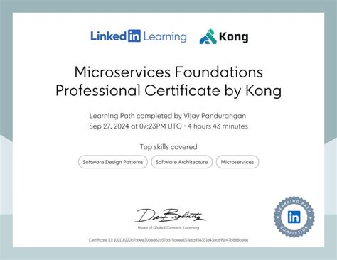 vijay pandurangan on linkedin certificate of completion