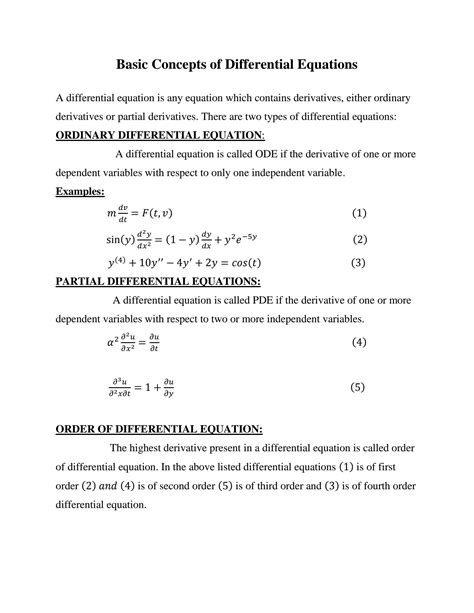 Solution Basic Concepts Of Differential Equation Studypool