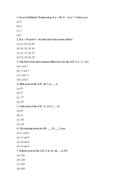 Arithmetic Progression Worksheet Pdf Elementary Mathematics Number Theory