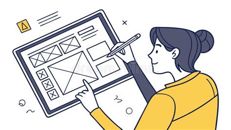 Woman Designing Interface Ui Ux Creative Process Vector Design
