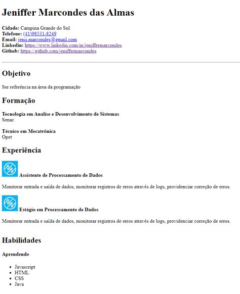 GitHub Jeniffermarcondes Curriculo Html Primeiro Desafio Do Curso Desenvolvimento Web