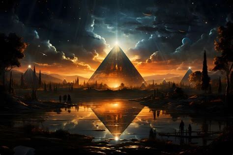 Premium Ai Image Pyramid With Reflection In The Sky