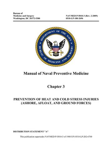 Manual Of Naval Preventive Medicine Chapter 3 Prevention Of Heat And