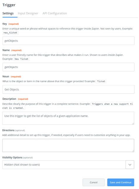 Create Getobjects Trigger