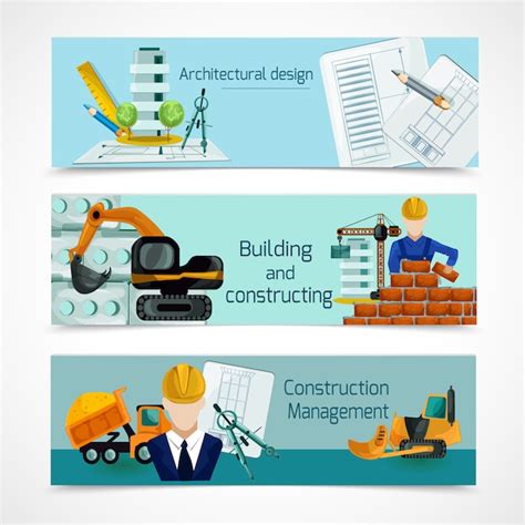 Construction Banners Set Free Vector