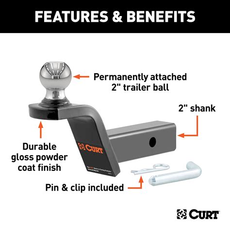 Curt Fusion Trailer Hitch Mount With 2 Inch Ball And Pin 7500 Lbs 2