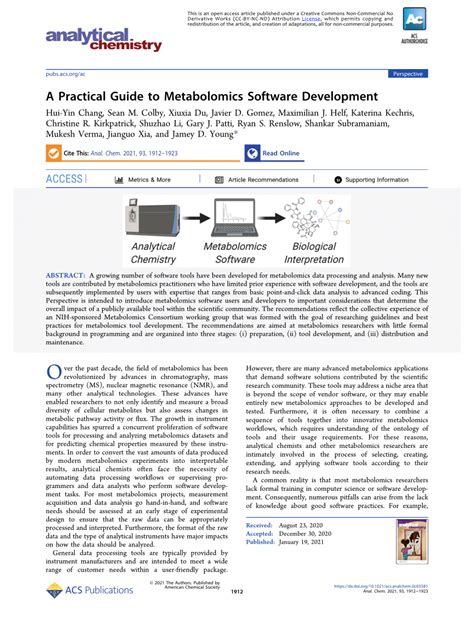 Pdf A Practical Guide To Metabolomics Software Development