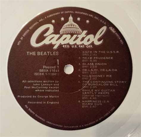 The Beatles White Album White Vinyl Original Capitol Lp See Etsy