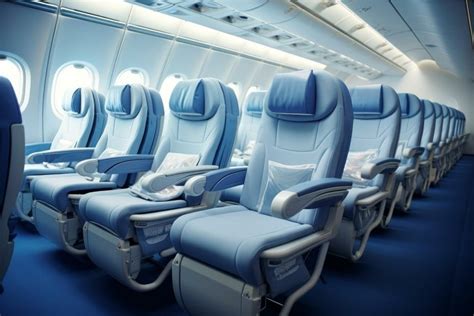 Modern Airplane Cabin Interior With Rows Of Seats