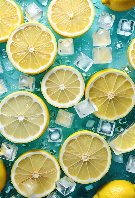 Premium Photo Lemon Fruit And Ice Cube Ob Blue Background