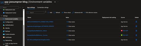 key vault references in azure app service