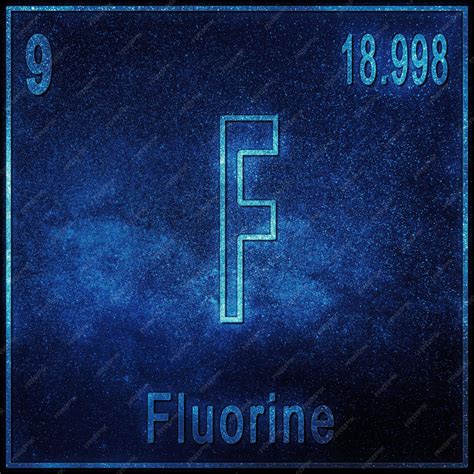 Elemento Químico De Flúor Signo Con Número Atómico Y Peso Atómico
