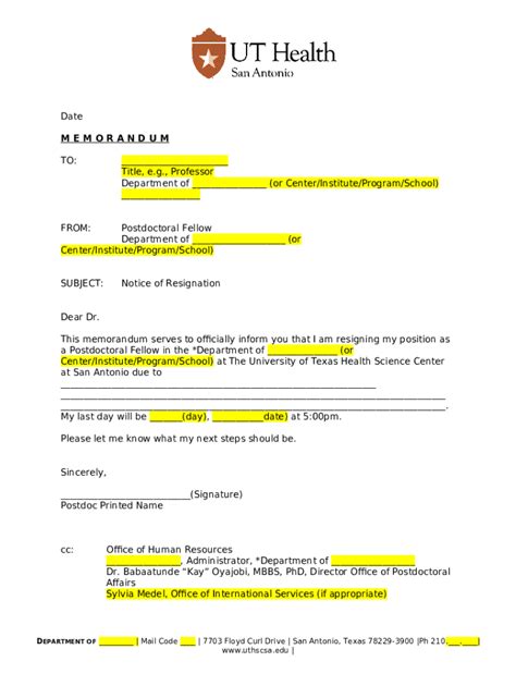 Resignation Memo Template Doc Template Pdffiller