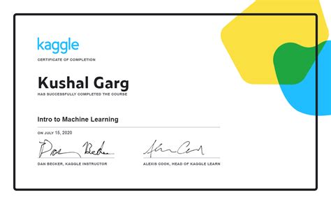 Kushal Garg Completed The Intro To Machine Learning Course On Kaggle
