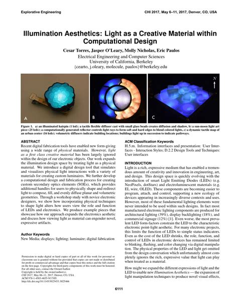 Pdf Illumination Aesthetics Light As A Creative Material Within Computational Design