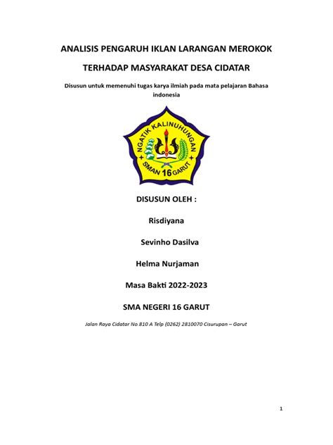 Dampak Iklan Larangan Merokok Di Cidatar Pdf