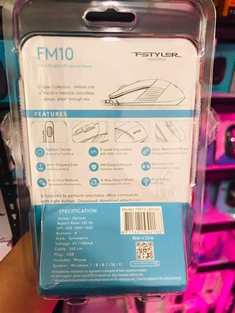A4Tech Fstyler FM10 Wired Mouse USB White, Computers & Tech, Parts ...