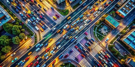 Urban Gridlock A Birdseye View Of Traffic Congestion At A Major City