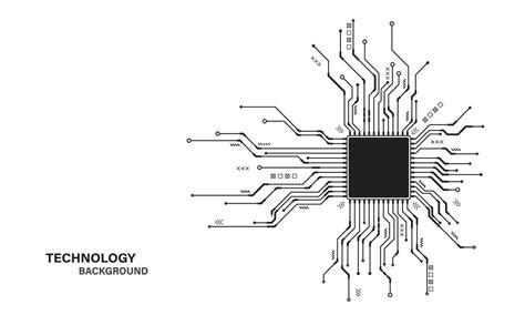 Vector Line Microchip Cpu Circuit Board Technology Abstract Background 41434102 Vector Art At
