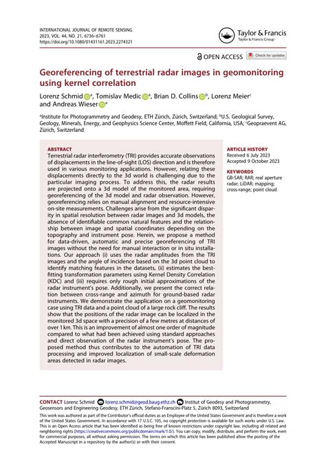 Pdf Georeferencing Of Terrestrial Radar Images In Geomonitoring Using Kernel Correlation