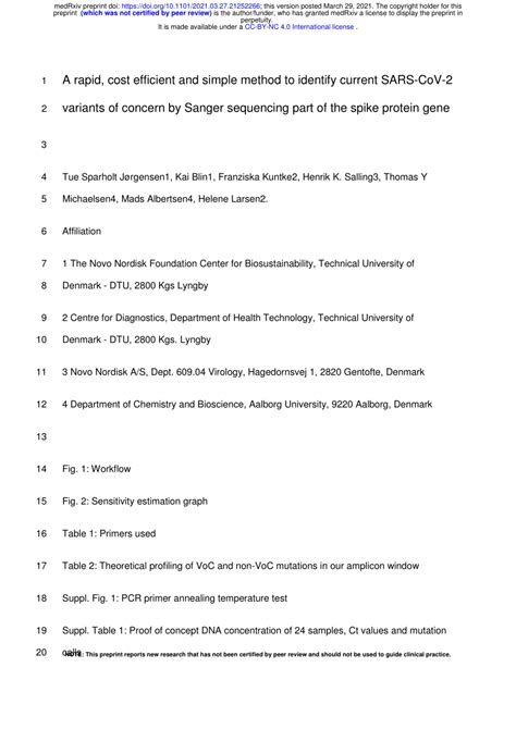 Pdf A Rapid Cost Efficient And Simple Method To Identify Current Sars Cov 2 Variants Of