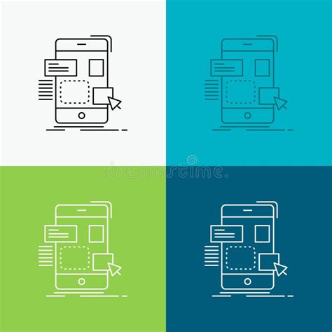 Drag Mobile Design Ui Ux Icon Over Various Background Line Style Design Designed For Web