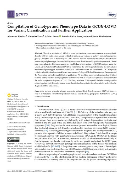 pdf compilation of genotype and phenotype data in gcdh lovd for