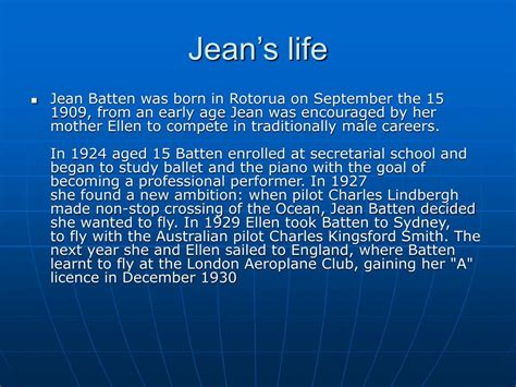 Ppt Jean Batten Powerpoint Presentation Free Download Id3857760