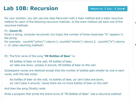 Solved For Your Solution You Can Use One Class Recursion Chegg