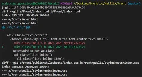 Git Diff Em Ação Analisando E Compreendendo Alterações No Seu Repositório Williane Gonçalves