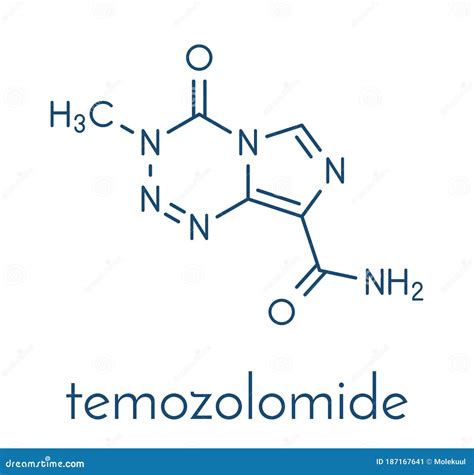 Temozolomide Molecular Structure Isolated On Black Royalty Free Cartoon