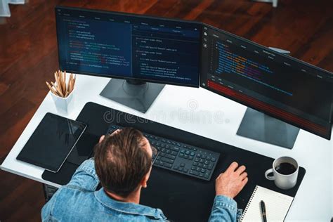 It Developer Analyzing Code Online Software Development Information Sellable Stock Image