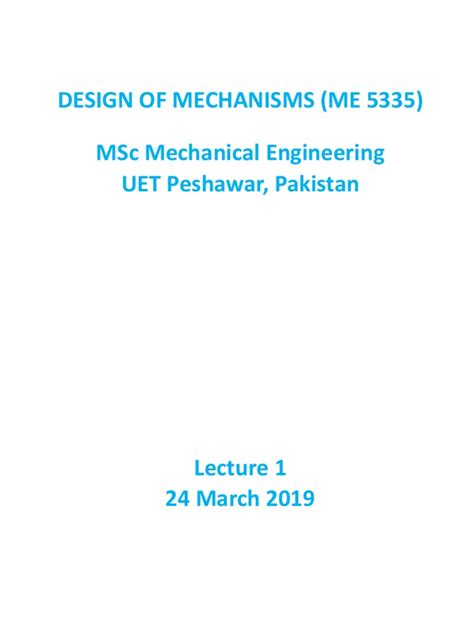 Dom Lecture 01 Pdf Pdf Machines Kinematics