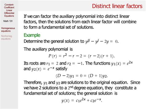 Constant Coefficient Linear Differential Equations Pptx