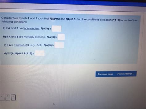 solved consider two events a and b such that p a 0 2 and