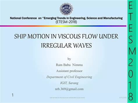 Ship Motion In Viscous Flow Under Irregular Waves Ppt
