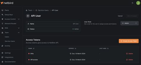 Use Service Users And Tokens To Access Netbirds Public Api Netbird Docs