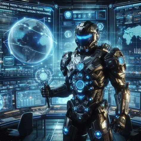 A Cybersecurity Guardian Inside A Hightech Control Room Premium Ai