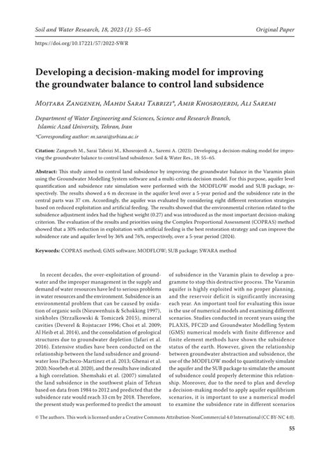 Pdf Developing A Decision Making Model For Improving The Groundwater