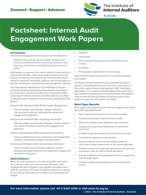 Factsheet Internal Audit Engagement Work Papers 230404 204818 Pdf Internal Audit Audit