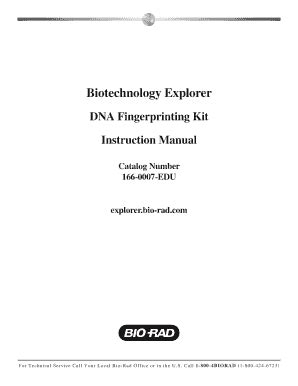 Biotechnology Explorer DNA Fingerprinting Kit Instruction Bio Rad Fill And Sign