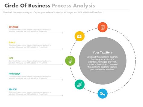 Five Staged Circle Of Business Process Analysis Flat Powerpoint Design PowerPoint Presentation