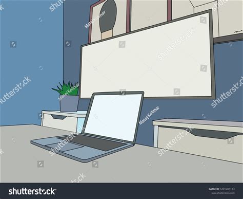 Home Office Workplace Programmer Designer Freelancer Stock Vector
