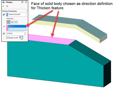 Thicken Command In Solidworks 2020 Defining Thicken Direction Gsc