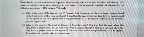 solved texts 1 exercise 1 a boat with mass m is pushed from a ramp