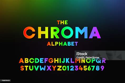 모든 색상의 그라데이션과 트렌디 한 알파벳 무지개의 모든 색상과 현대 벡터 글꼴 디자인 효과 문자와 숫자를 포함 컴퓨터 글자에 대한 스톡 벡터 아트 및 기타 이미지 Istock